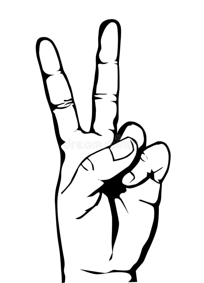 Hand with victory sign stock vector. Illustration of achievement - 95676326