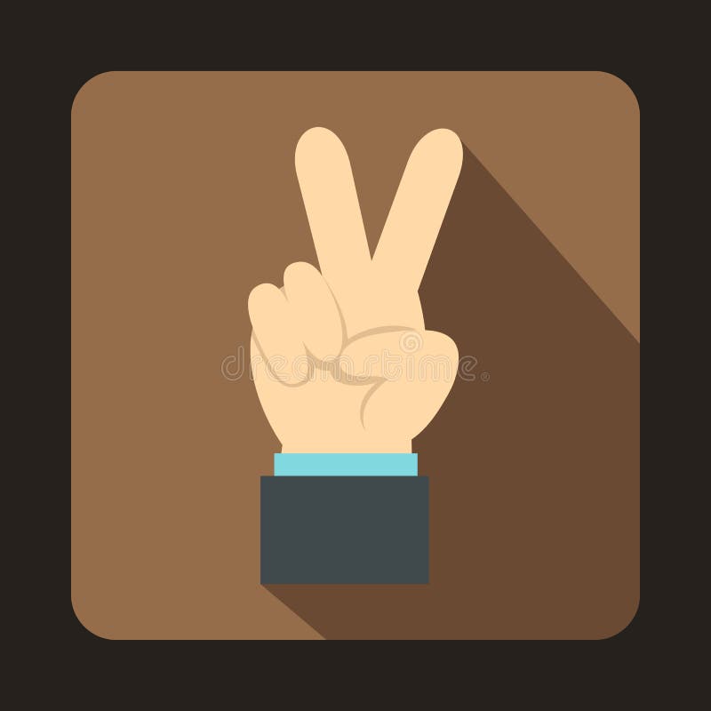 Hand with Victory Sign Icon, Flat Style Stock Vector - Illustration of ...