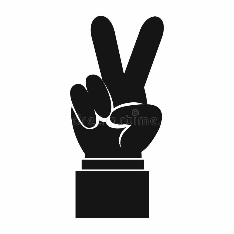 Hand with Victory Sign Icon, Simple Style Stock Vector - Illustration ...