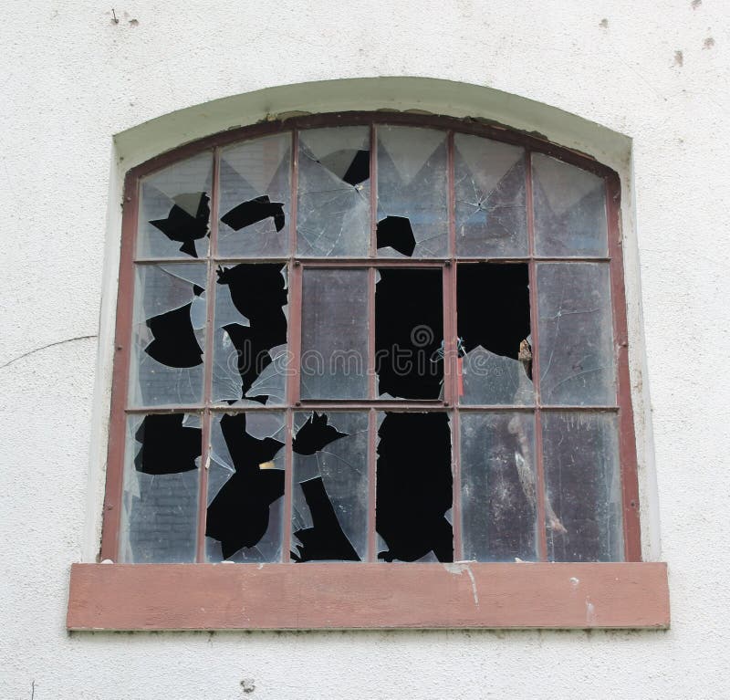 Broken Window with a Brown Frame Stock Photo - Image of crystals, frame ...
