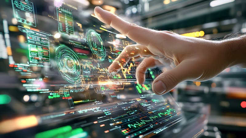 Hand with a Virtual Stock Market Display, Representing Digital Trading ...