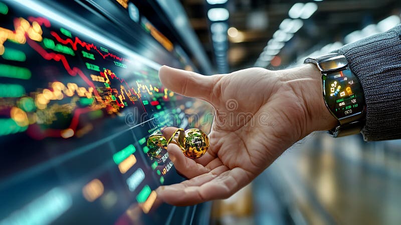 Hand with a Virtual Stock Market Display, Representing Digital Trading ...