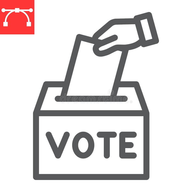 Hand Voting Ballot Box Line Icon, Election and Vote, Vote Box Sign ...