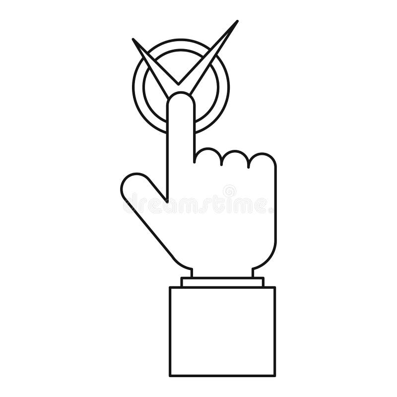 Hand with Voting Sign Icon, Outline Style Stock Vector - Illustration ...
