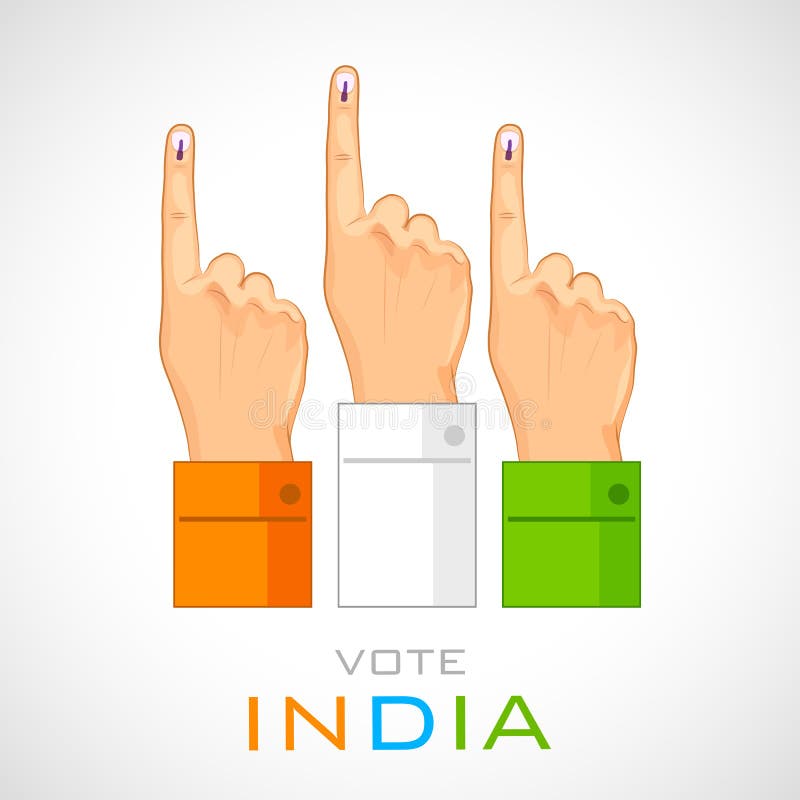 Hand with Voting Sign of India Stock Vector - Illustration of nation ...