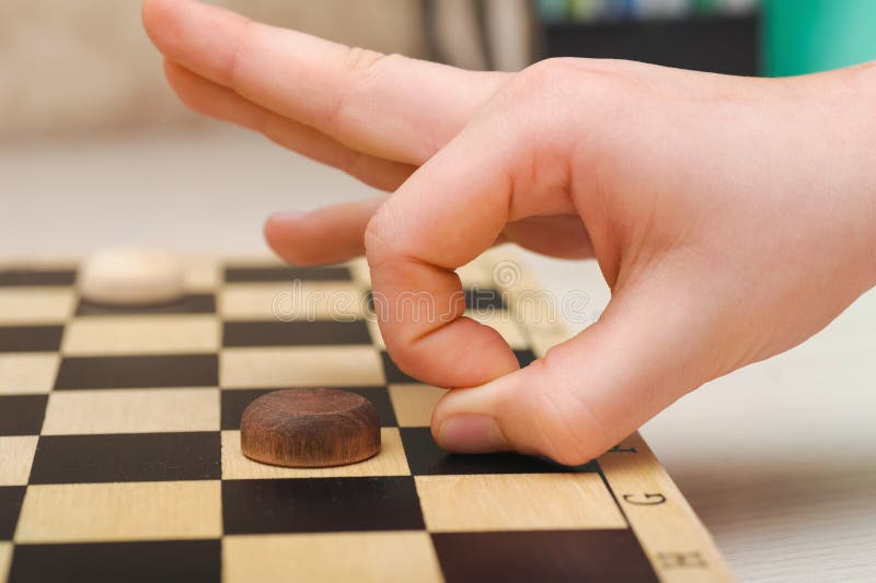 Hand Waiting before Pushing a Checker Stock Photo - Image of table ...