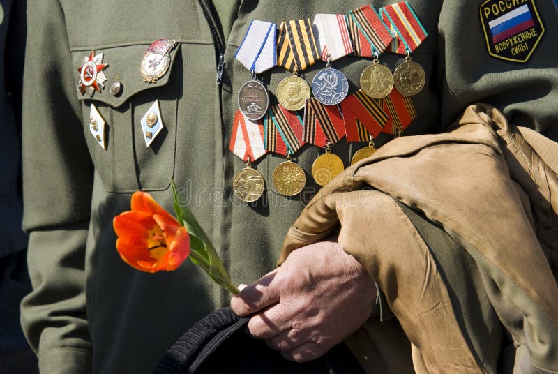 Hand of War Veteran with Tulip Editorial Image - Image of russian ...