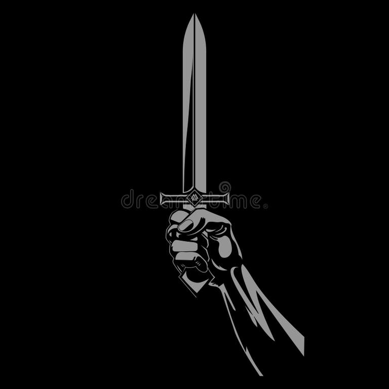 Hand of a Warrior with a Sword. Design of a Warriors Hand Holding a ...