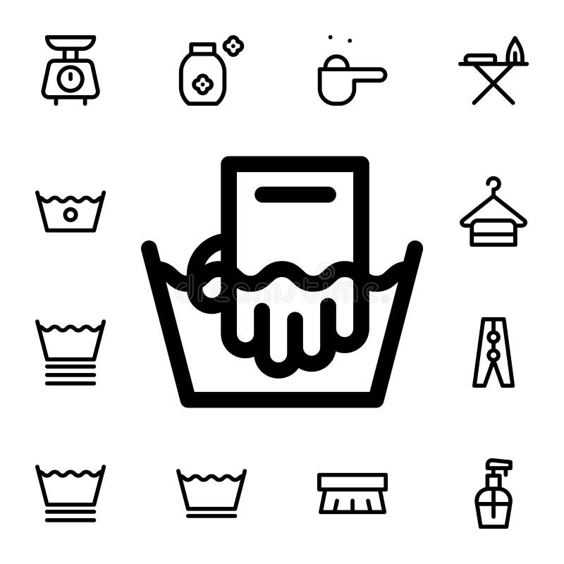 Hand Wash Flat Vector Icon in Laundry Pack Stock Vector - Illustration ...