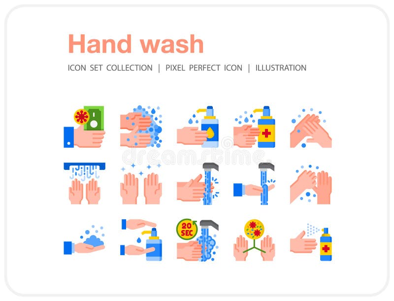 Hand Wash Icons Set, Pixel Perfect Icon, Set of Icons for Web and ...