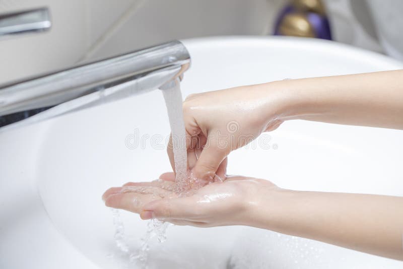 Hand washing at bathroom stock image. Image of protection - 178356267
