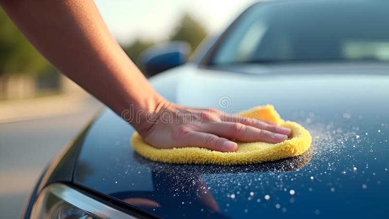 Hand Washing a Car with a Rag Stock Illustration - Illustration of hand ...
