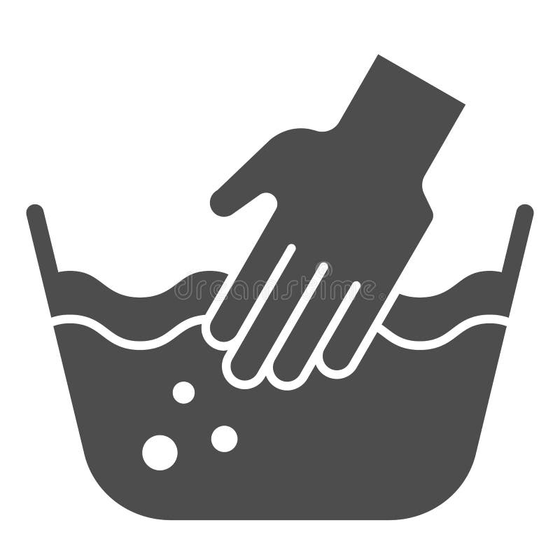 Hand Washing of Clothes Solid Icon. Hands in Basin Vector Illustration ...