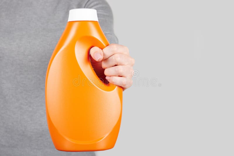 Hand with Washing Detergent on Grey Background Stock Image - Image of ...