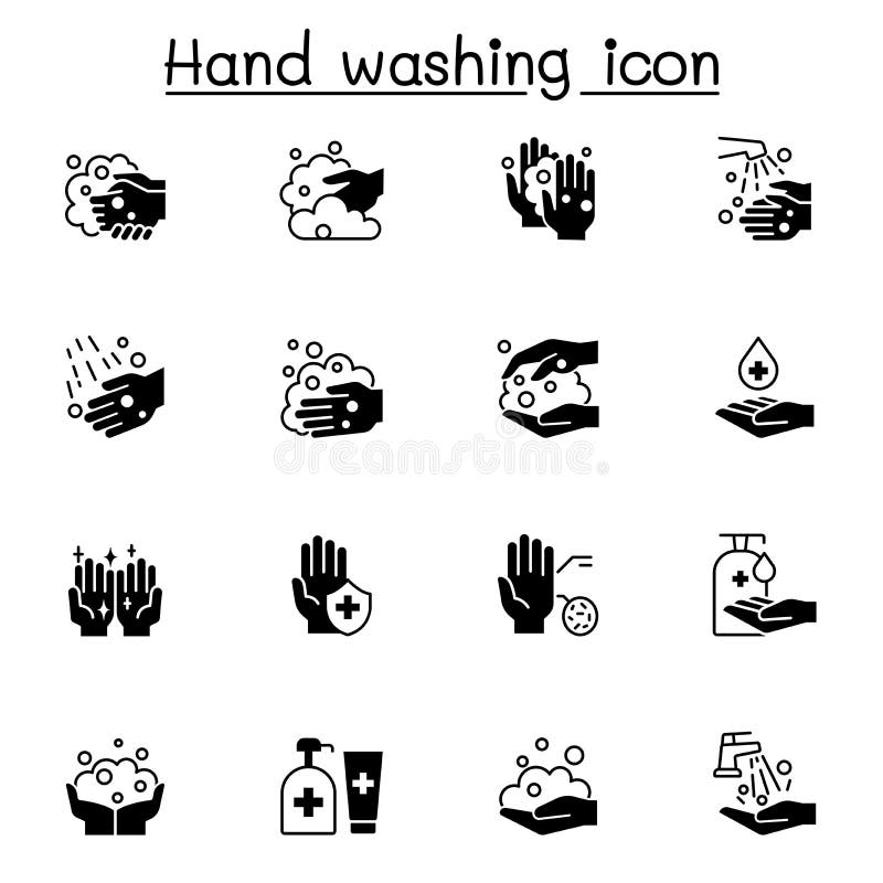 Hand Washing Icon Set Vector Illustration Graphic Design Solid Style ...