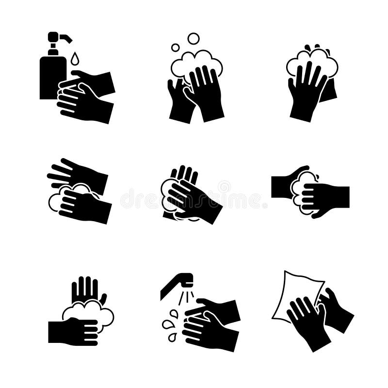 Hand Washing Steps Infographic, Hand Washing Icon with Detail Stock ...