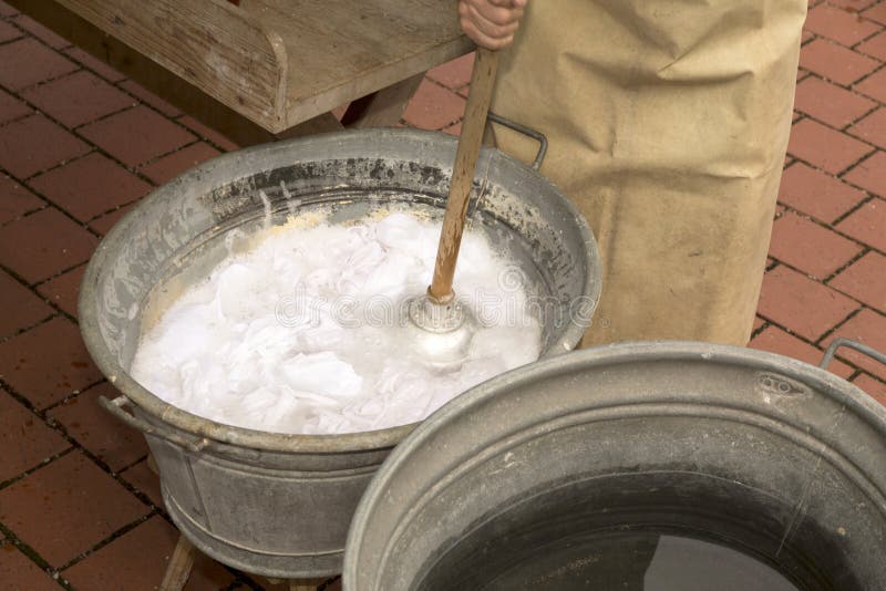 Hand Washing Laundry in the Old Days Stock Photo - Image of days, steel ...
