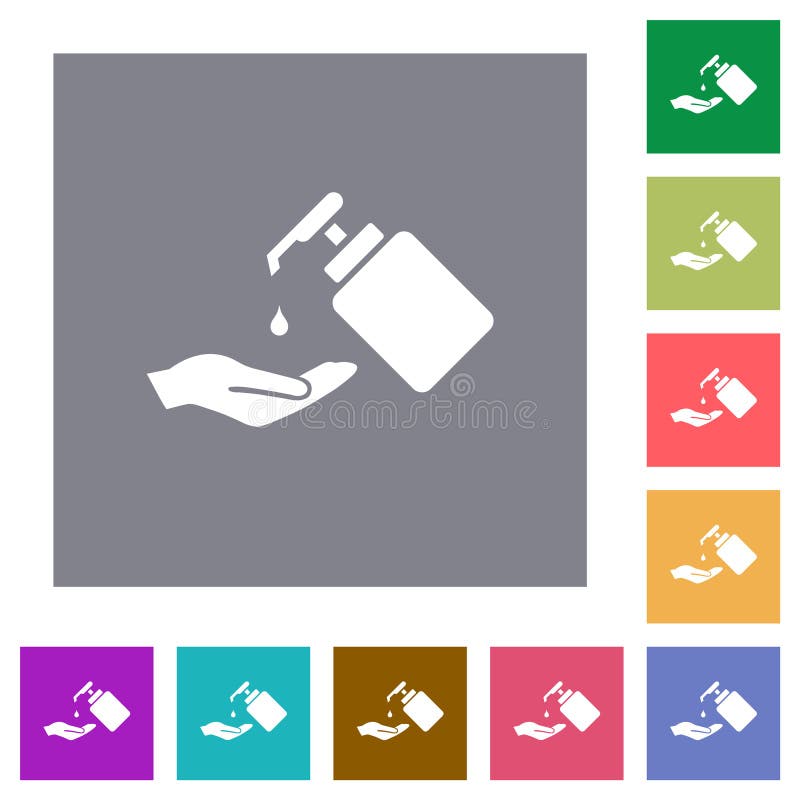 Hand Washing with Liquid Soap Square Flat Icons Stock Vector ...