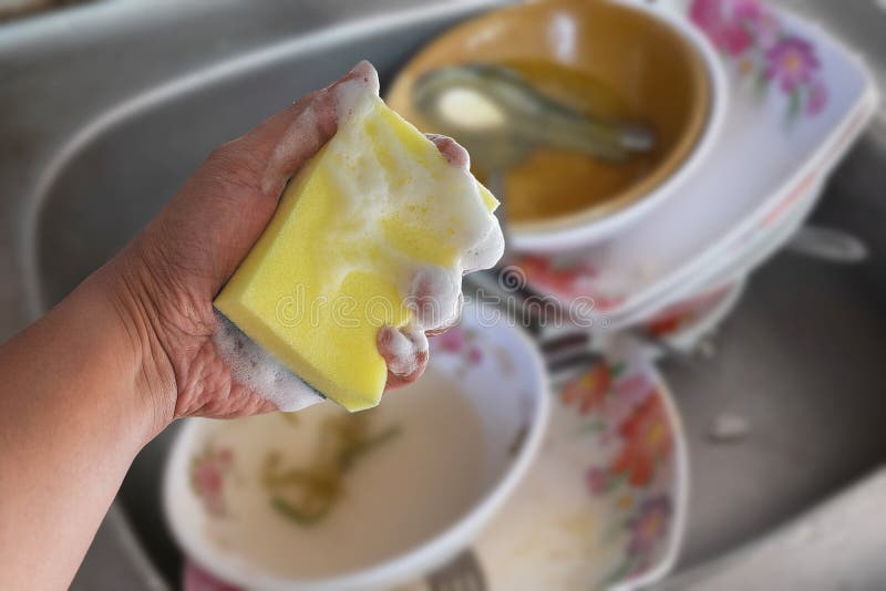 Hand washing plate stock image. Image of dishwashing - 122963111