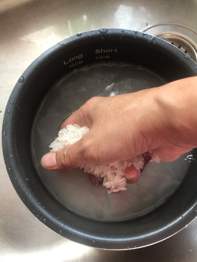 Hand washing rice stock photo. Image of grain, water - 138256578