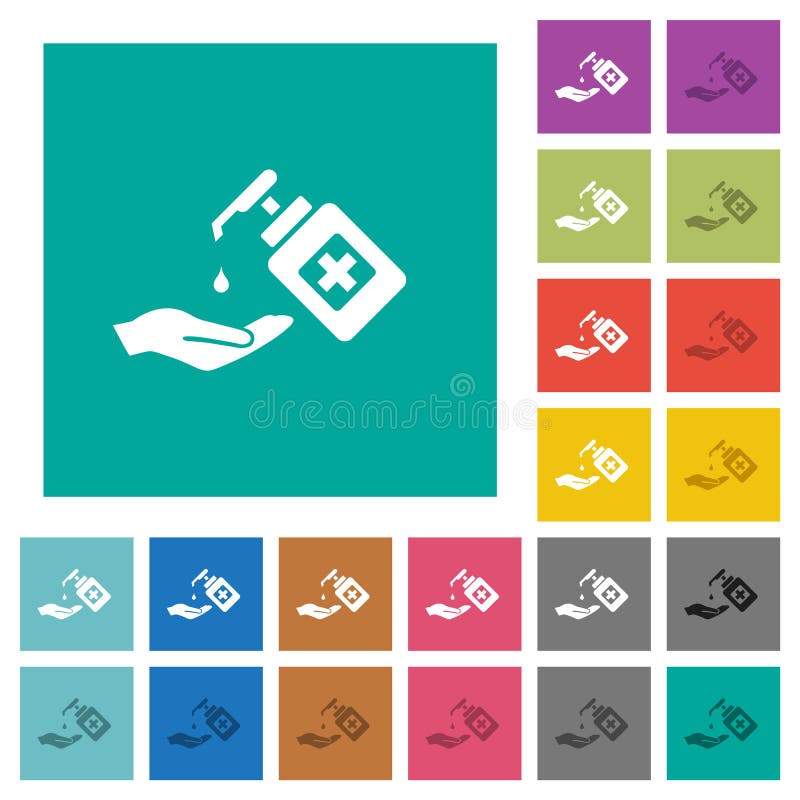 Hand Washing with Hand Sanitizer Square Flat Multi Colored Icons Stock ...