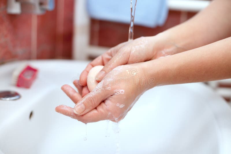 Hand washing with soap stock photo. Image of consumption - 110948700