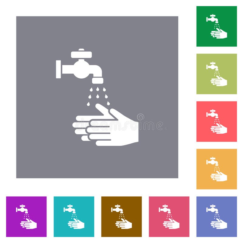 Hand Washing Square Flat Icons Stock Vector - Illustration of healthy ...