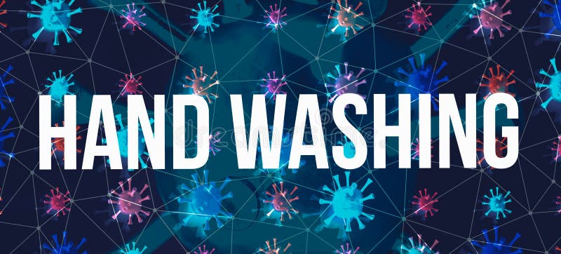 Hand Washing Theme with Dark Connected Viruses Stock Illustration ...
