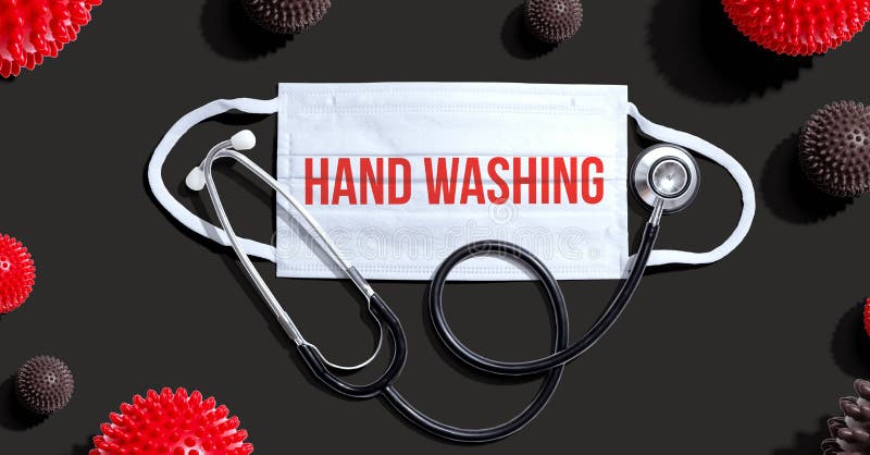 Hand Washing Theme with Mask and Stethoscope Stock Photo - Image of ...