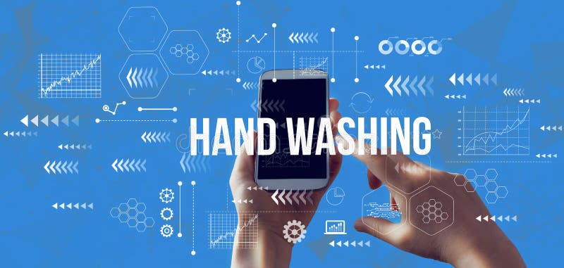 Hand Washing Theme with Smartphone Stock Photo - Image of outbreak ...
