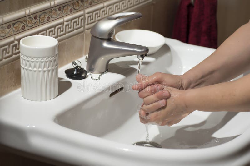 Hand Washing Under Running Water Stock Image - Image of disinfect ...