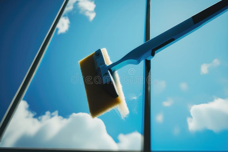Hand Washing Windows with Special Tools and Tools. AI Generation Stock ...