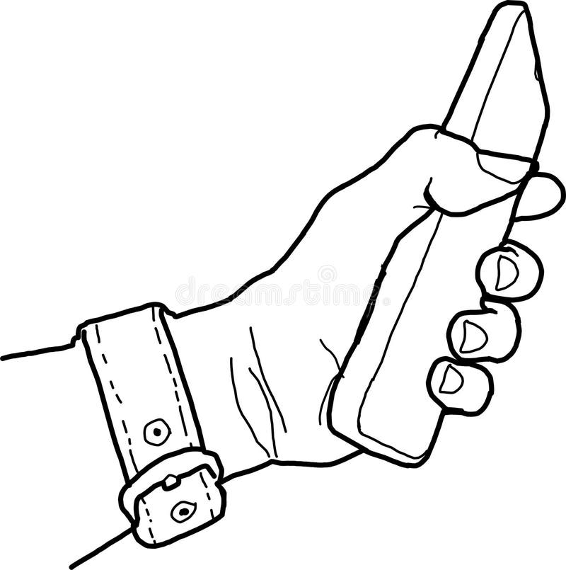 Hand Hold a Smartphone Simple Sketch Outline Stock Vector ...