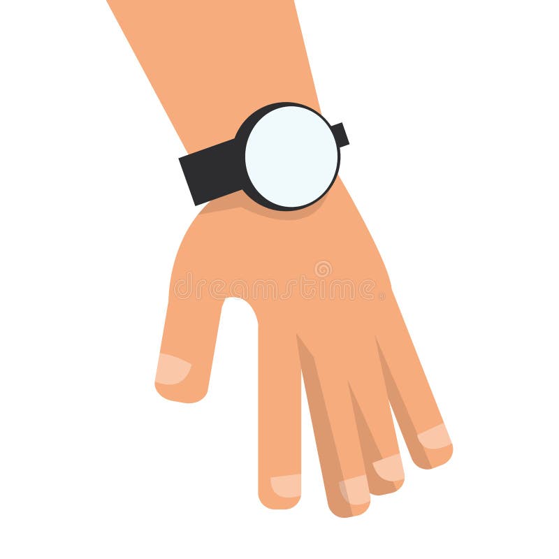 Hand with watch icon stock illustration. Illustration of hand - 73986660