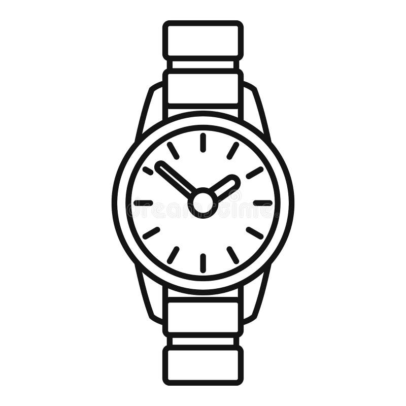 Classic Wrist Watch Icon In Outline Style Isolated On White Background ...