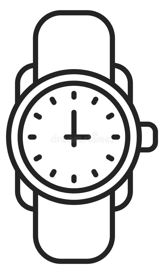 Hand Watch Icon. Wrist Clock Line Symbol Stock Vector - Illustration of ...