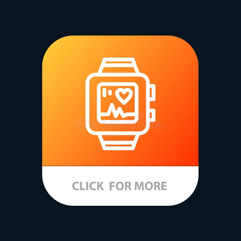 Hand Watch, Watch, Love, Heart Mobile App Button. Android and IOS Line ...