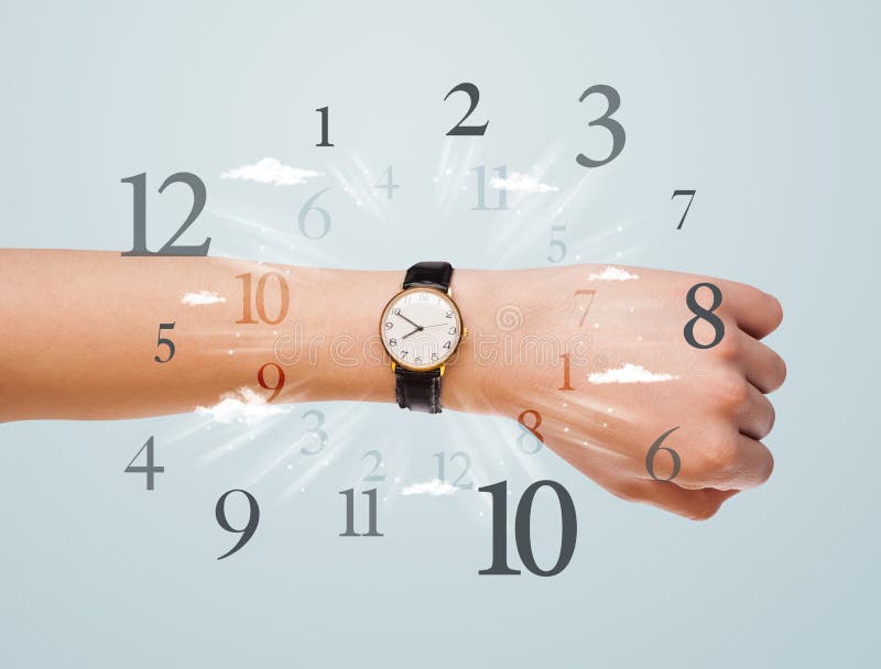 Hand with Watch Showing Precise Time Stock Photo - Image of late ...