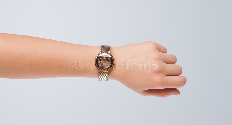 Hand with Watch Showing Precise Time Stock Photo - Image of late ...