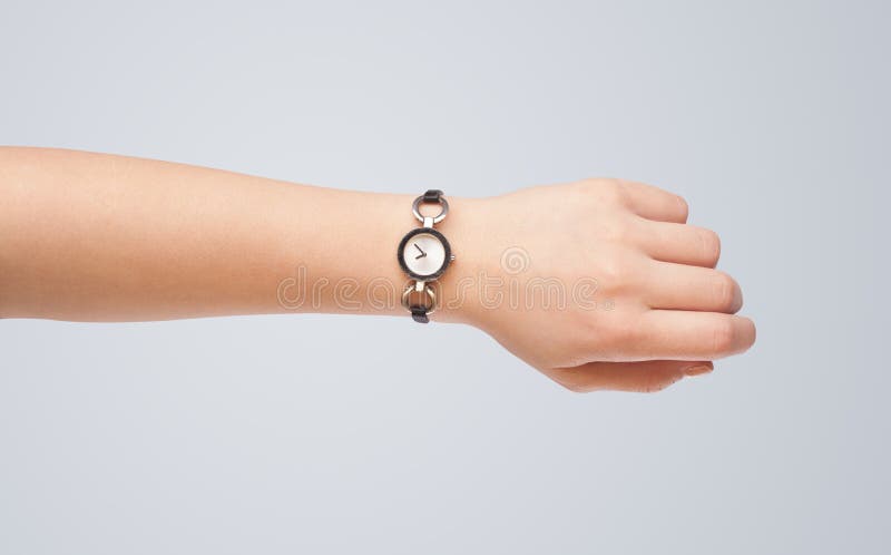Hand with Watch Showing Precise Time Stock Photo - Image of adult ...