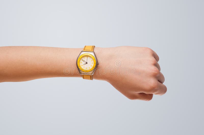 Hand with Watch Showing Precise Time Stock Photo - Image of meeting ...