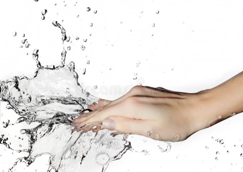 Closeup Female Hands Under the Stream of Splashing Water Stock Photo ...