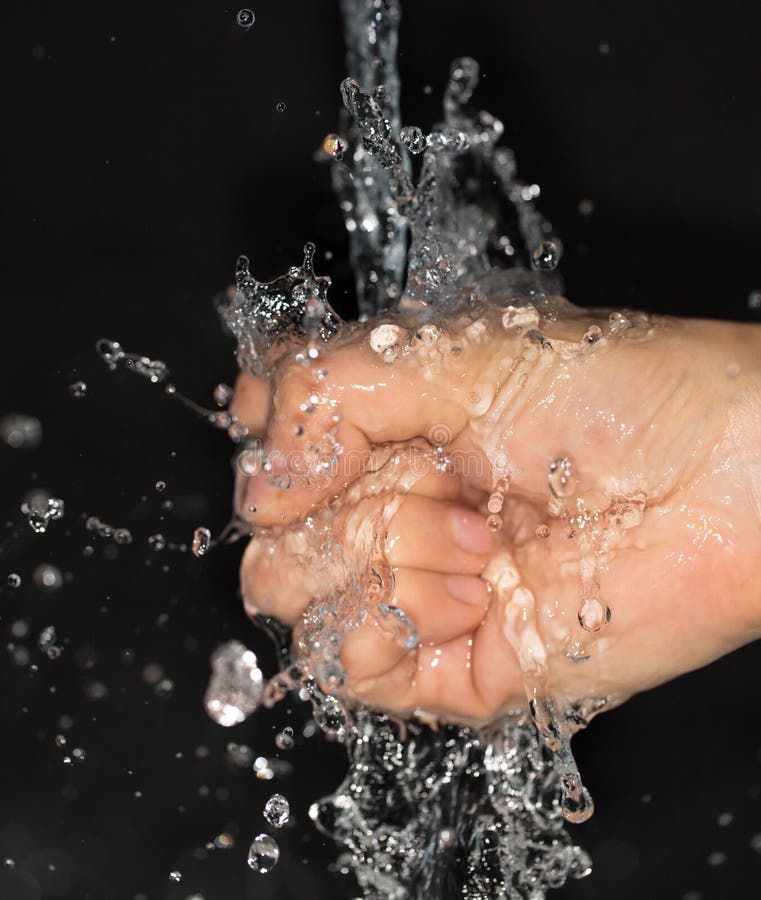 Hand in Water on a Black Background Stock Image - Image of clear, body ...