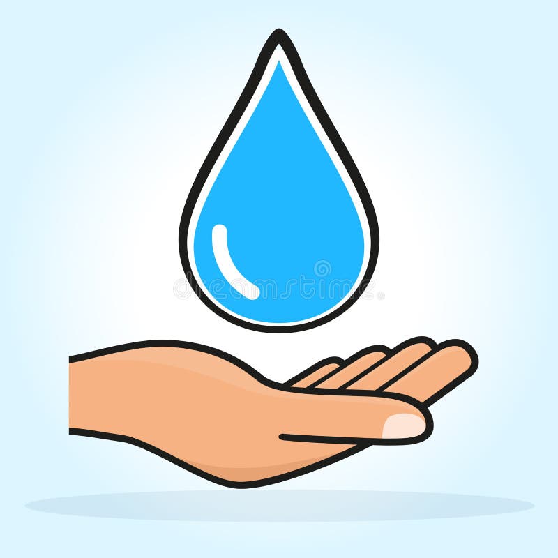 Hand and Water Drop Concept Stock Vector - Illustration of ecology ...
