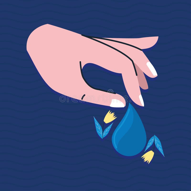 Hand with water drop stock vector. Illustration of resource - 265523452