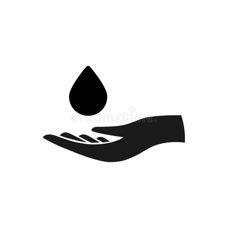 Hand and Water Drop Icon Save Water Symbol Vector on White Background ...