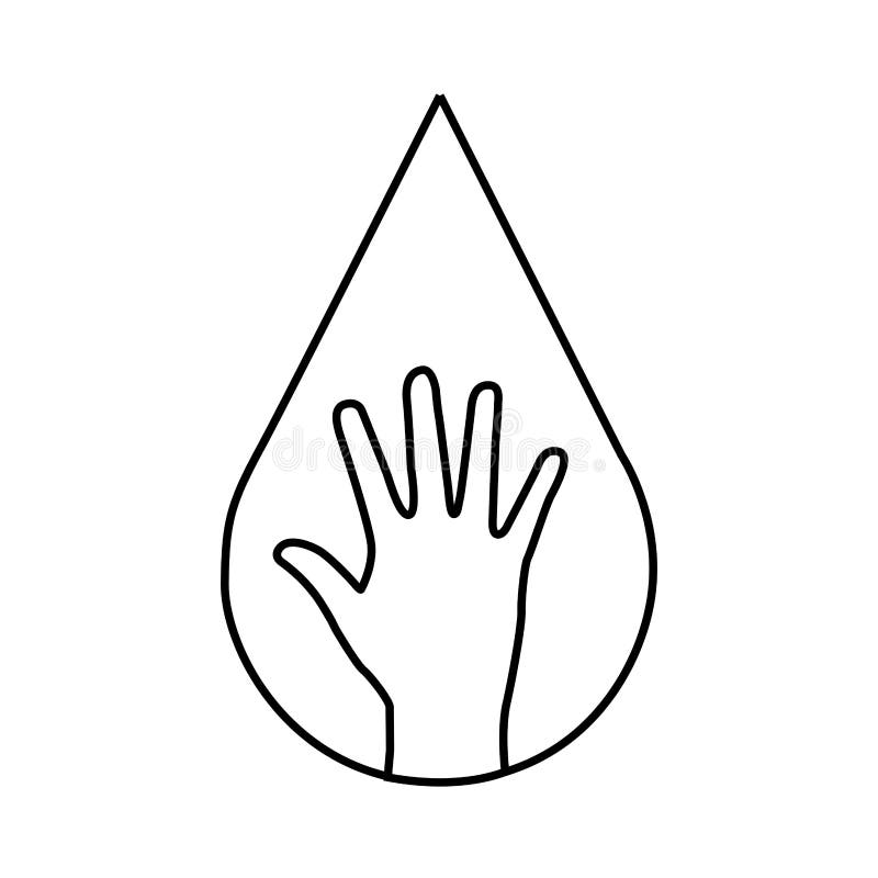 Hand in Water Drop Water Isolated Icon Design Stock Illustration ...
