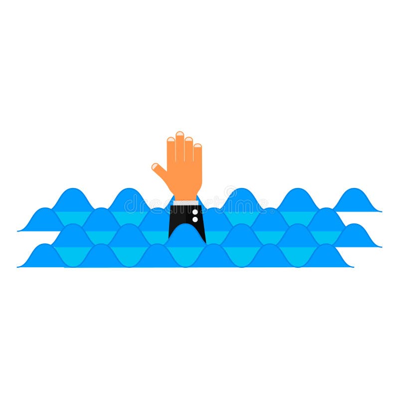 Hand from Water Need Rescue Help Vector Stock Vector - Illustration of ...