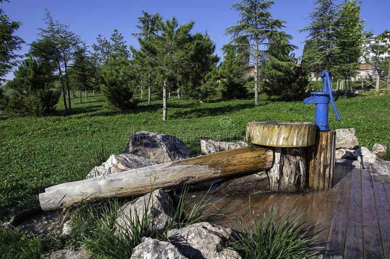Hand water pump stock image. Image of silhouette, iron - 57820069