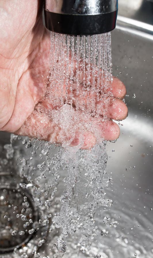 Hand in the Water in the Sink Stock Photo - Image of human, bathroom ...